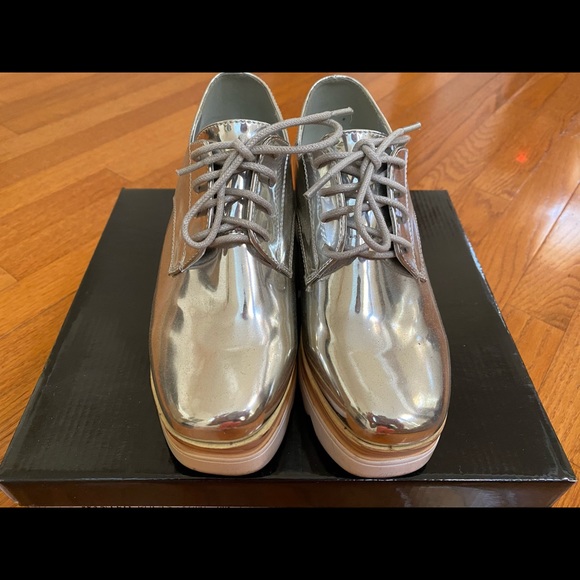 Wanted | Shoes | Wanted Lace Up Platform Metallic Shoes | Poshmark